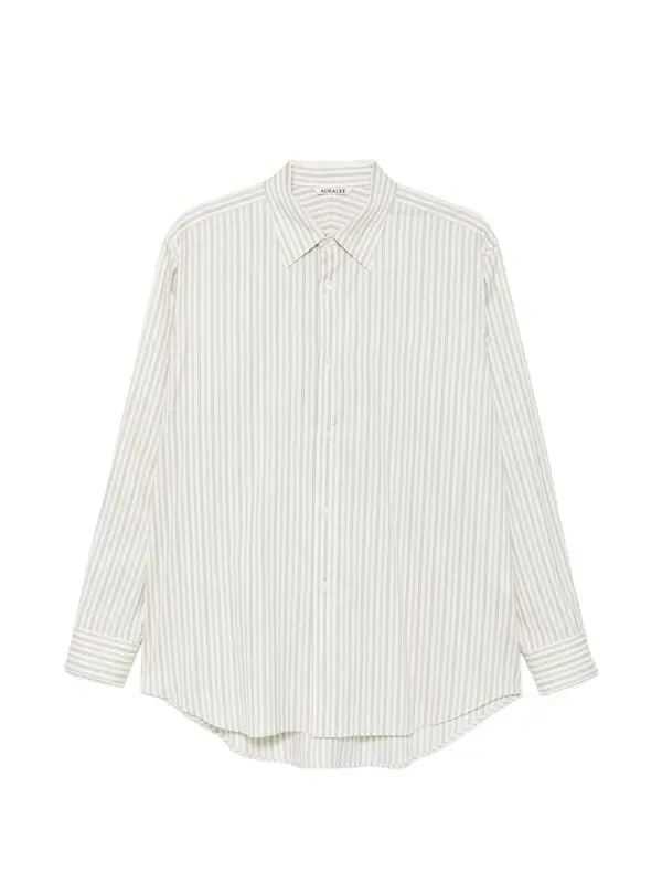 Auralee Cotton And Silk Striped Shirt