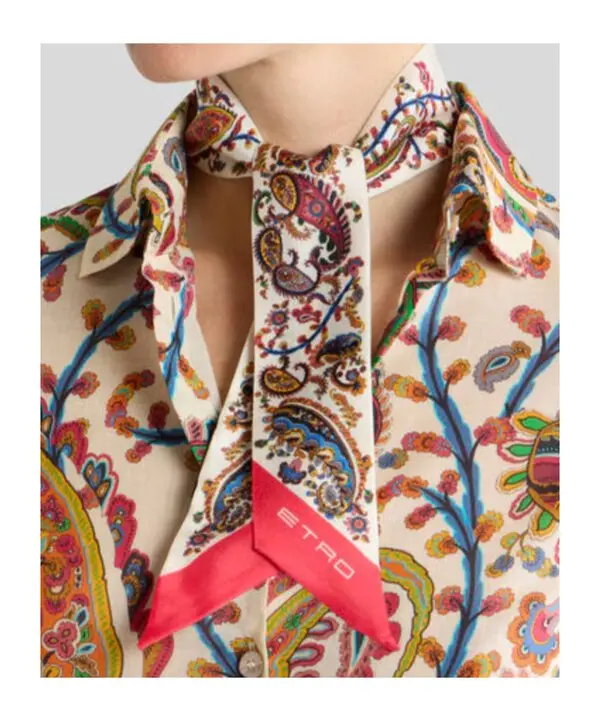 Etro Silk Paisleyina With Floral Paisley And Medallion Motif - White