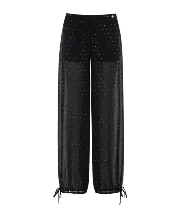 Liu Jo Embellished Tulle Casual Trousers - Black