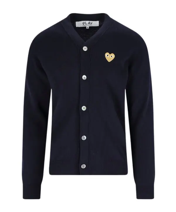 Play Comme Des Garcon Comme Des Garçons Play Logo Patch Knitted Cardigan - Black