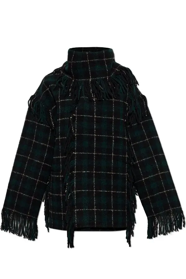 TOTEME Checked Fringed Shawl Jacket - Green