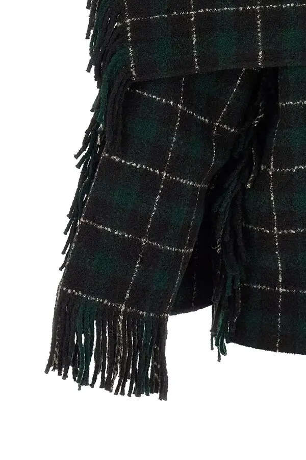 TOTEME Checked Fringed Shawl Jacket - Green