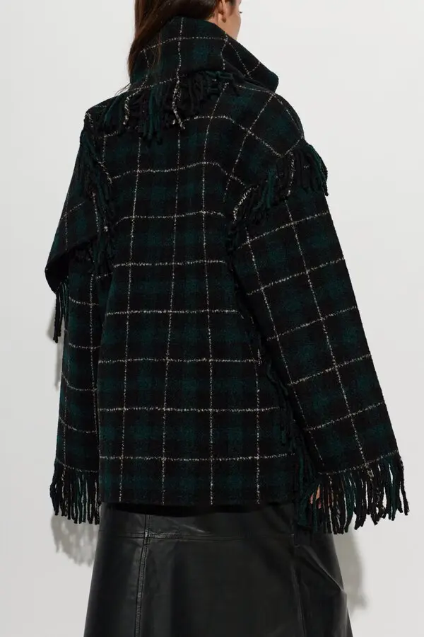 TOTEME Checked Fringed Shawl Jacket - Green