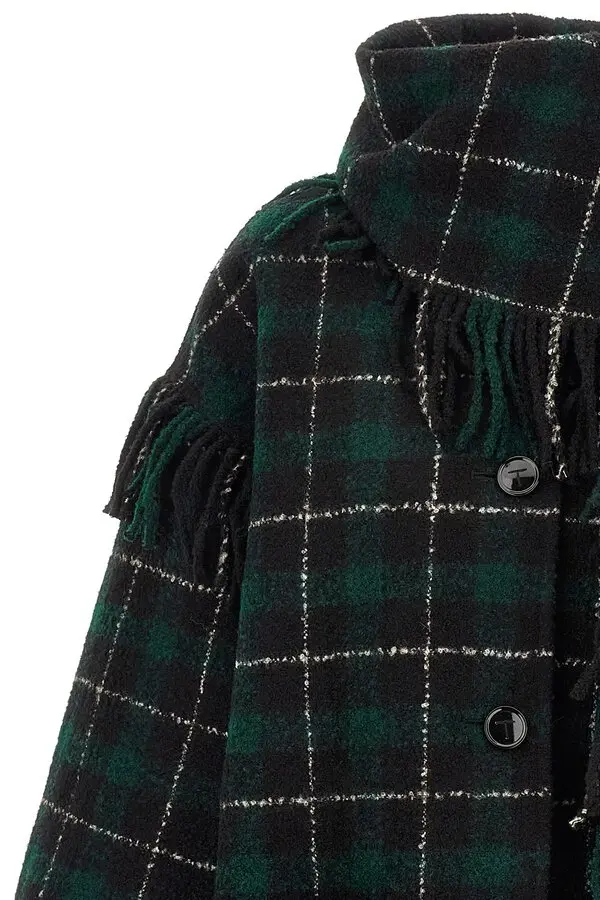 TOTEME Checked Fringed Shawl Jacket - Green
