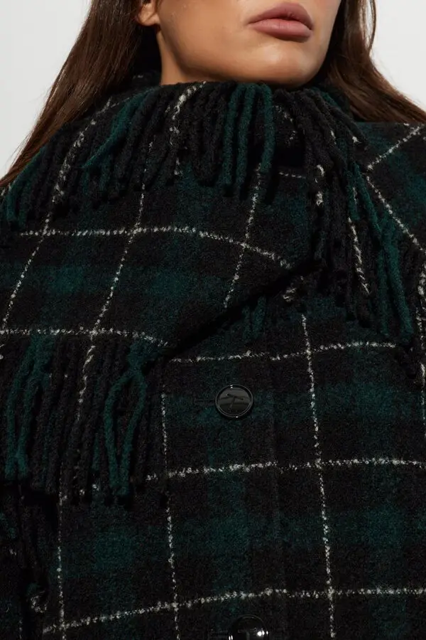 TOTEME Checked Fringed Shawl Jacket - Green