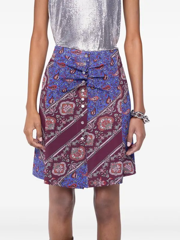 Rabanne Paisley-print Button-up Skirt