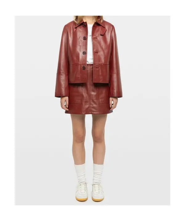 Zadig&Voltaire Long-sleeve Leather Jacket - Cherry