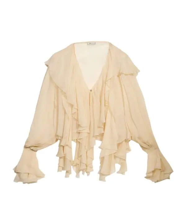 Blumarine Ruffled Crepe-de-chine Blouse - No