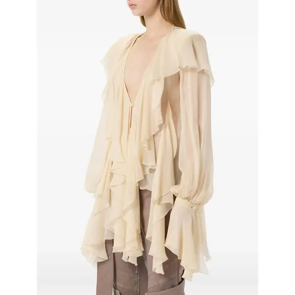 Blumarine Ruffled Crepe-de-chine Blouse - No