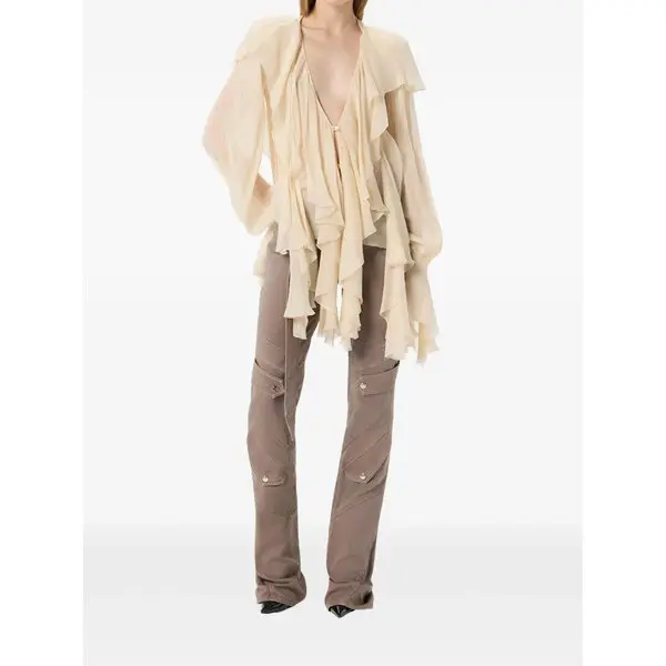Blumarine Ruffled Crepe-de-chine Blouse - No