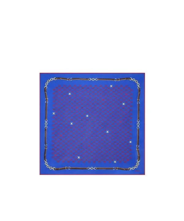 Celine Patterned Silk Scarf - Blue/red