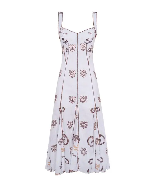 Charo Ruiz Ibiza Naia Embroidered Maxi Dress - White/brown