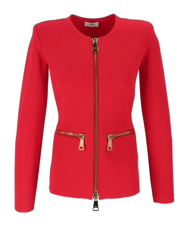 Elisabetta Franchi Knit Zip Cardigan - Red