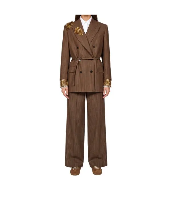 Dries Van Noten Embellished Belted Blazer