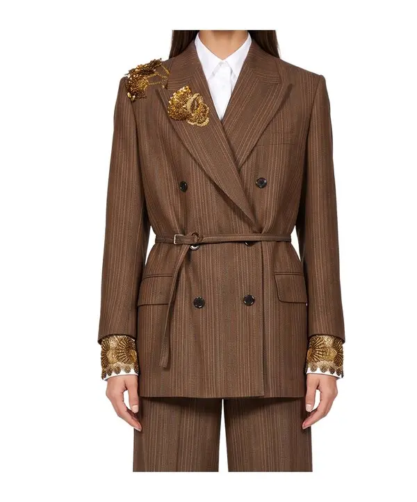 Dries Van Noten Embellished Belted Blazer