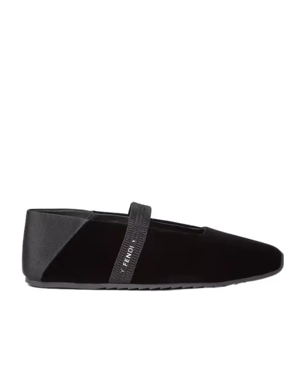 Fendi Academia Velvet Ballet Flats