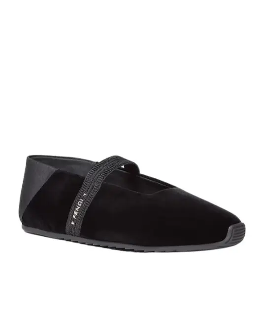Fendi Academia Velvet Ballet Flats