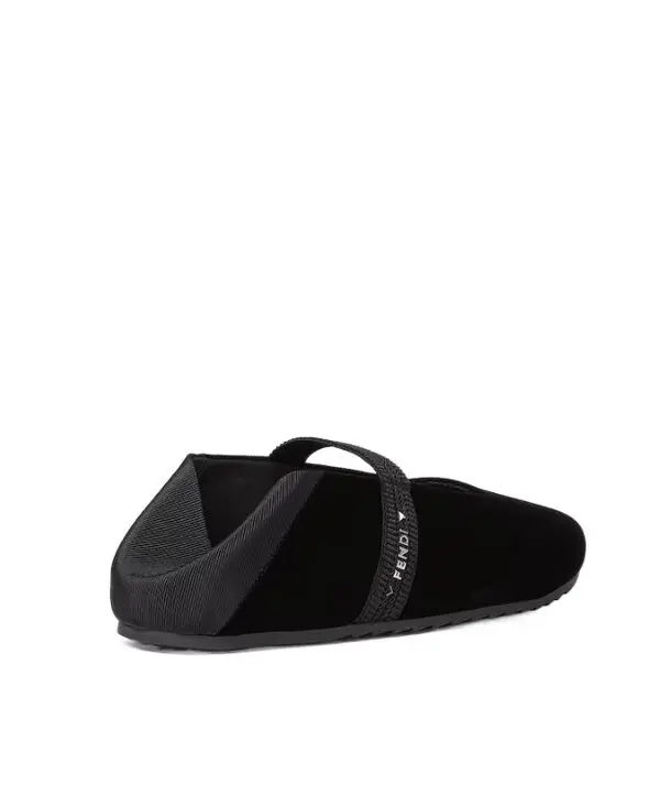Fendi Academia Velvet Ballet Flats