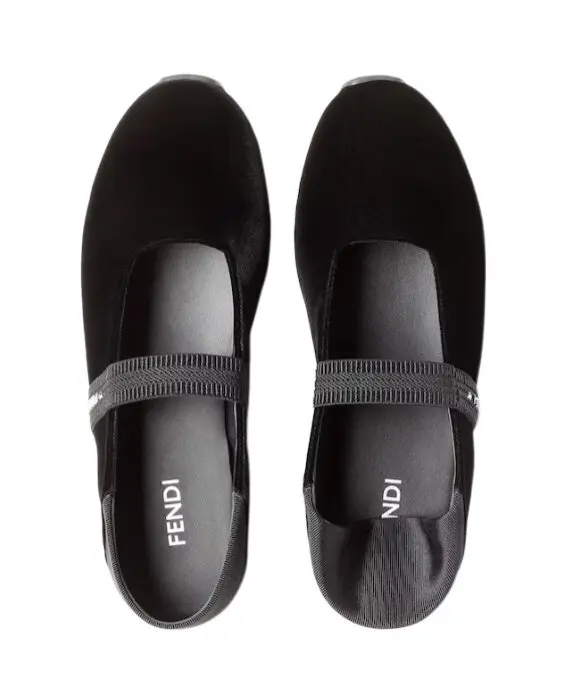 Fendi Academia Velvet Ballet Flats