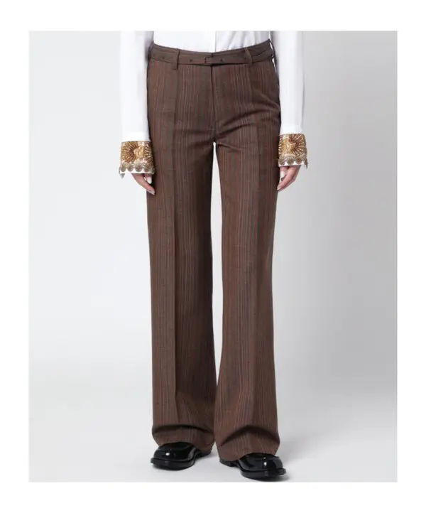 Dries Van Noten Belted Pinstriped Pants