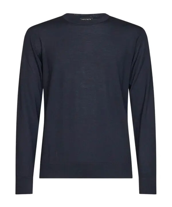Zegna Ribbed Crewneck Knitted Sweater - Black