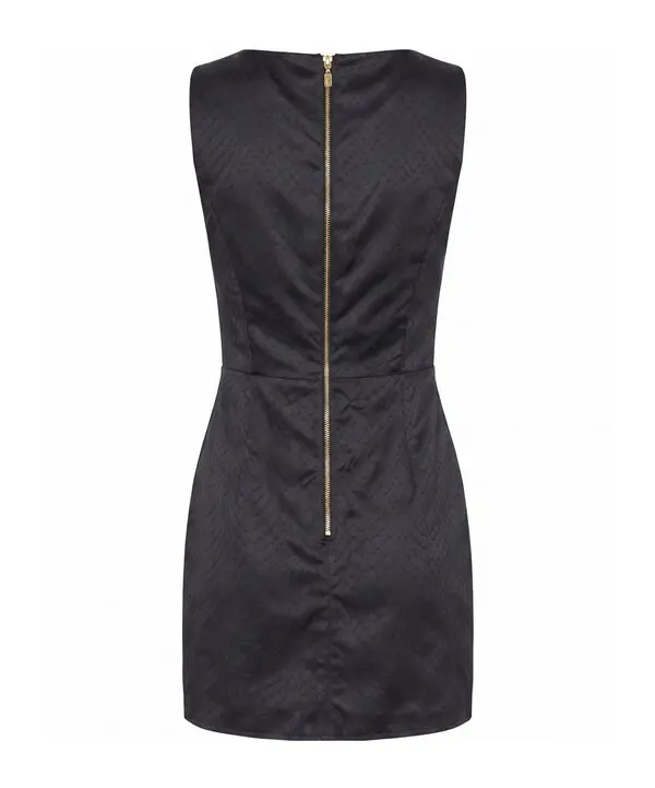 Elisabetta Franchi Taffeta Mini Dress With Fish Scale Pattern - Black