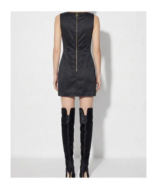 Elisabetta Franchi Taffeta Mini Dress With Fish Scale Pattern - Black