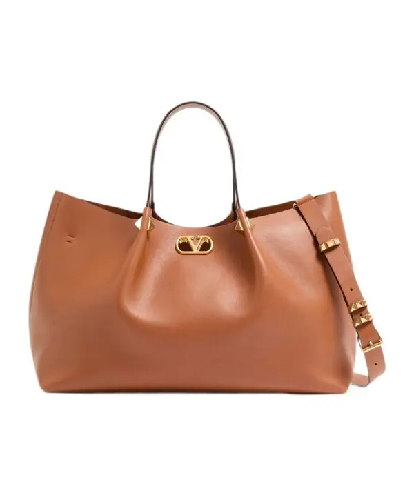 Valentino Garavani Large Soft Leather Shopping Bag - Neutrals