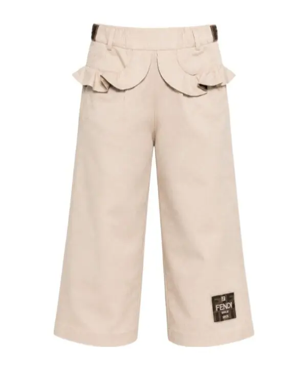 Fendi Ruffle-trimmed Logo-patch Trousers