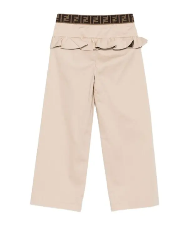 Fendi Ruffle-trimmed Logo-patch Trousers