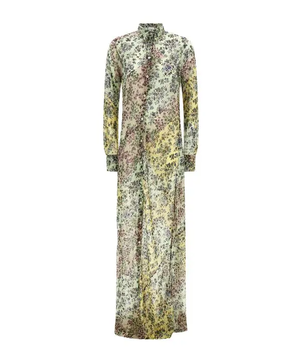 Dries Van Noten Dalima Floral Shirt Dress - Green