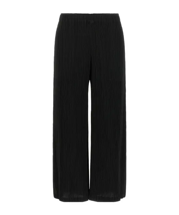 Issey Miyake Hatching Pleated Cropped Pants - Black