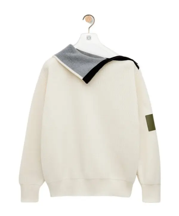 Loewe Contrast-trim Wool Sweater - White