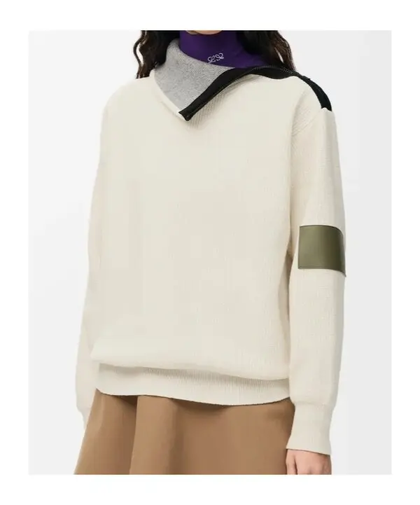 Loewe Contrast-trim Wool Sweater - White