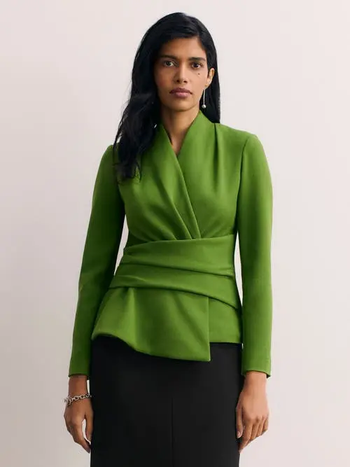 The Fold Sculpted Wrap Blouse Tailored Waist - Green