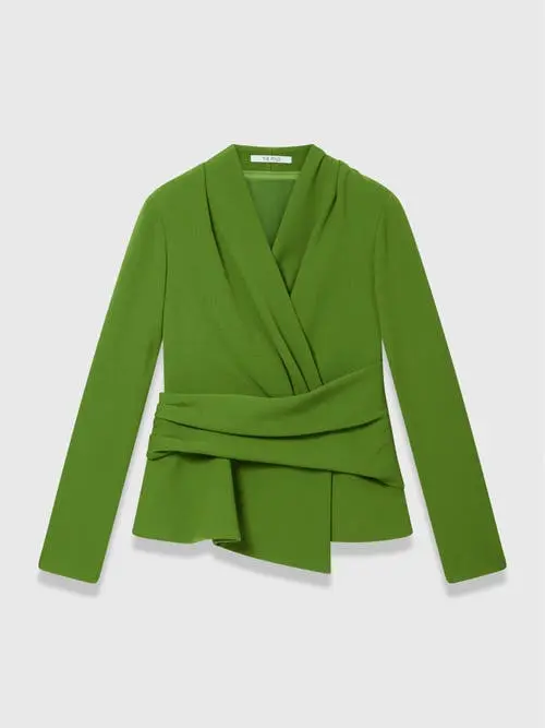 The Fold Sculpted Wrap Blouse Tailored Waist - Green