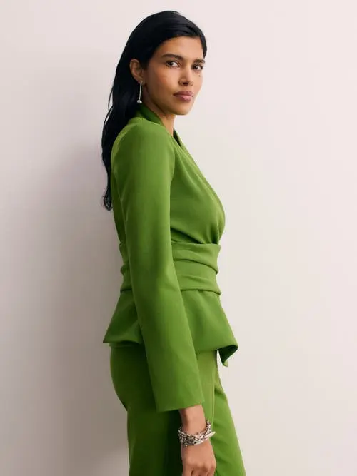 The Fold Sculpted Wrap Blouse Tailored Waist - Green