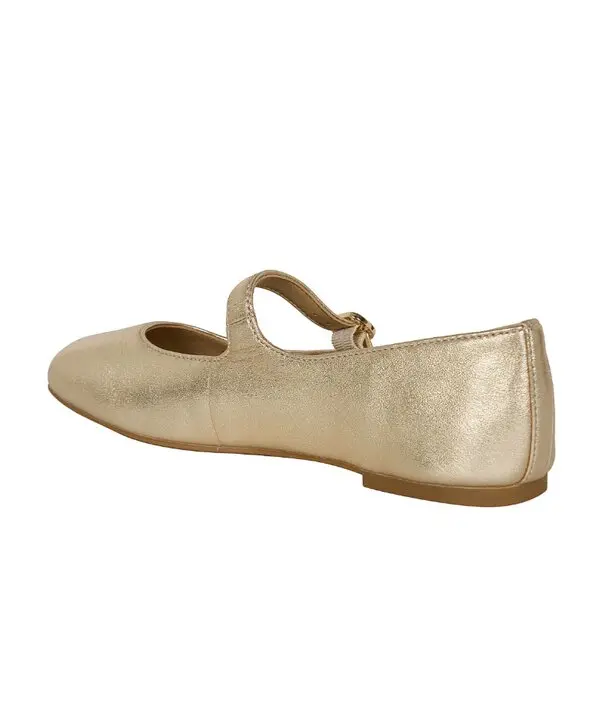Michael Kors Metallic Leather Mary Jane Ballet Flats - Nude