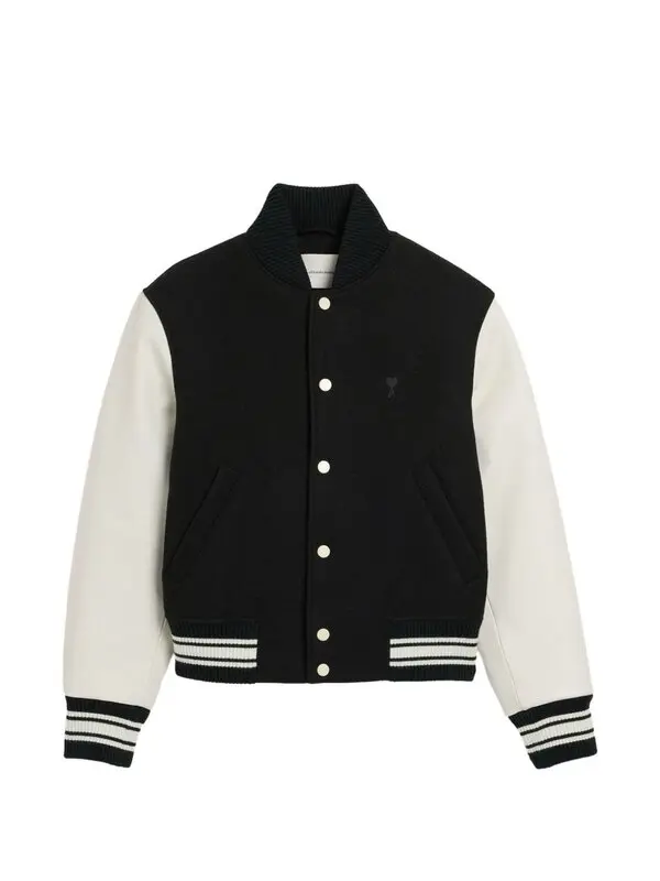 AMI Paris Wool And Leather Bomber Jacket