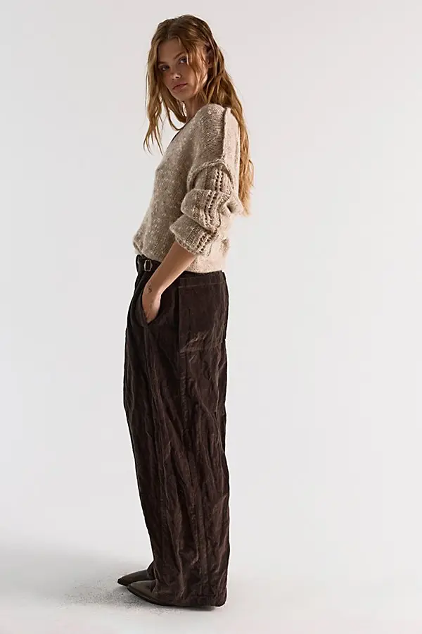 Free People Augusta Velvet Trousers - Brown