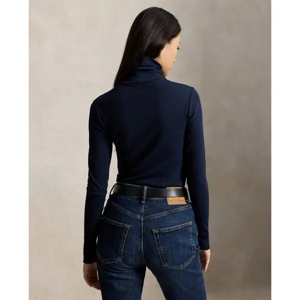 Ralph Lauren Stretch-cotton Ribbed Turtleneck - Aviator Navy