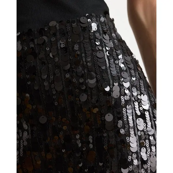 Ralph Lauren Sequined Mesh Midi Pencil Skirt