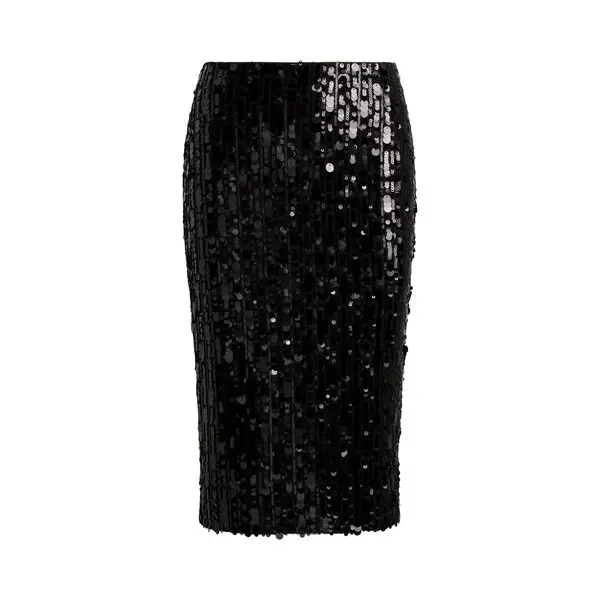 Ralph Lauren Sequined Mesh Midi Pencil Skirt