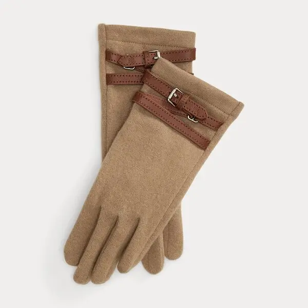 Ralph Lauren Lambskin-trim Wool-blend Tech Gloves - Cuoio