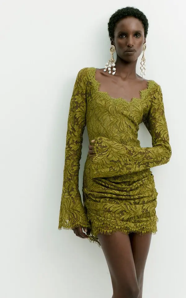 DE LA VALI Thulite Cotton-blend Lace Mini Dress