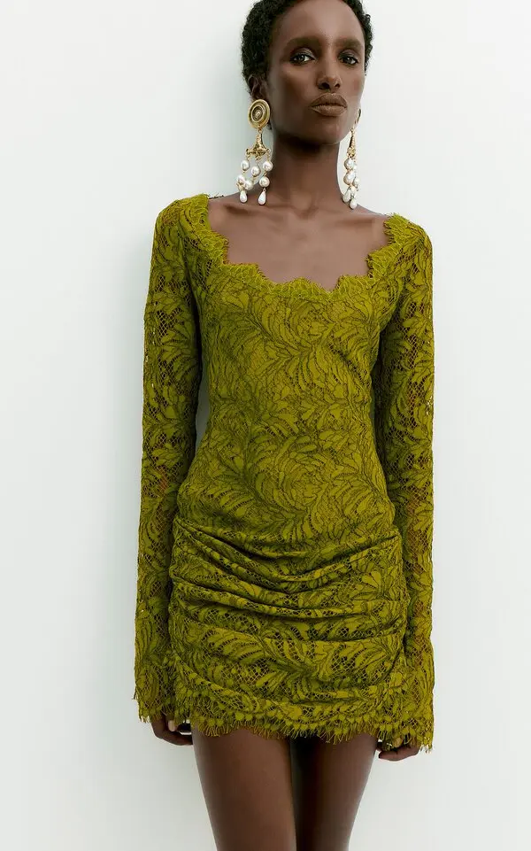 DE LA VALI Thulite Cotton-blend Lace Mini Dress