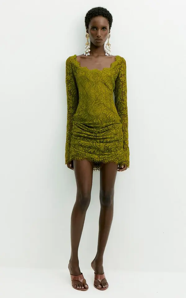 DE LA VALI Thulite Cotton-blend Lace Mini Dress