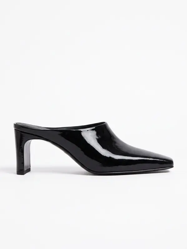 HOUSE OF DAGMAR Heeled Mule Patent - Black