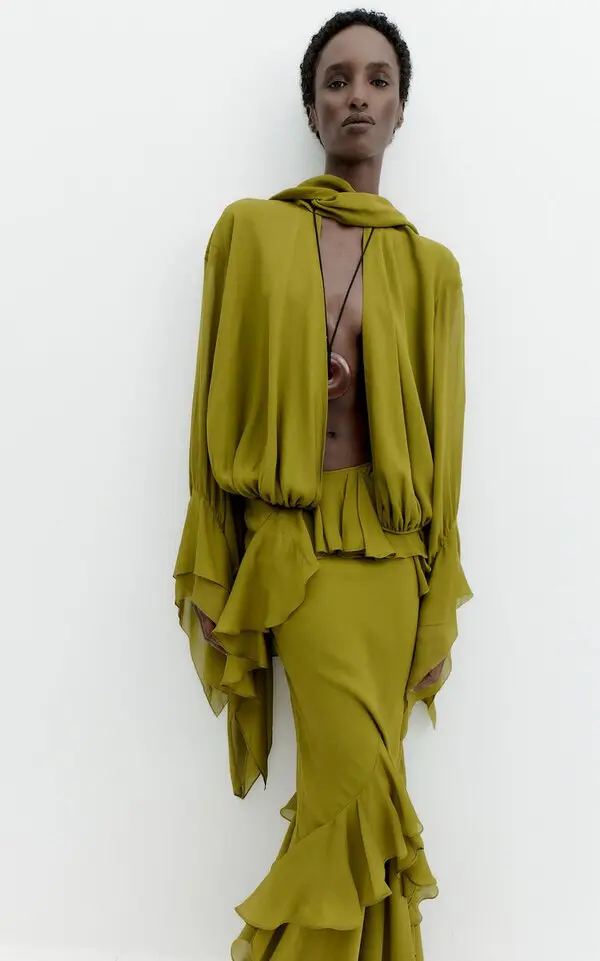 DE LA VALI Ambrose High-neck Top - Green