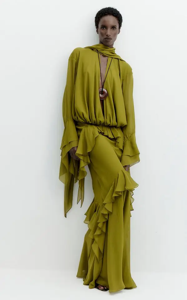 DE LA VALI Ambrose High-neck Top - Green